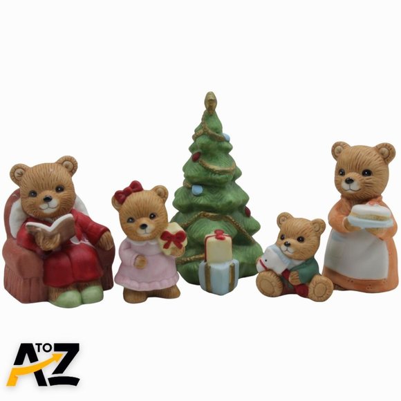 Homco | Accents | Vintage Homco Bear Family Christmas Mini Ceramic ...